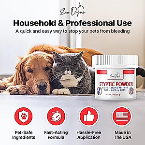 2-Pack Styptic Powder for Dogs, Cats, and Birds (2 oz) by Evo Dyne | Fast-Acting Blood Stop Powder for Pets | Quick Stop Bleeding Powder for Dog Nail Clipping, Grooming, Cuts and More