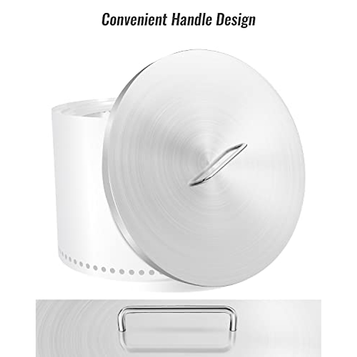 304 Stainless Steel Fire Pit Lid Fit for Solo Stove Bonfire 19.5" Fire Pit, Round Cover with Heat Resistant Handle, Outdoor Fire Pits Wood Burning and Camping Accessories