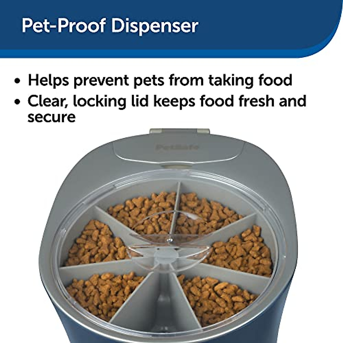 PetSafe 6 Meal Programmable Pet Food Dispenser, Automatic Dog and Cat Feeder - Dry Kibble or Semi-Moist Pet Food, Slow Feed Portion Control (6 Cup/48 Ounce Capacity), Tamper-Resistant, Sleep Mode Blue