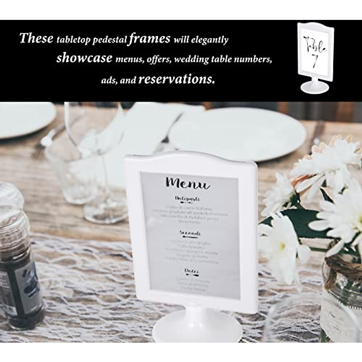 Myraculo Double Sided Standing Picture Frames 4x6 2 Side Frame Pedestal Picture Frames Bulk Plastic White Photo frames Set for Display (10 pack)