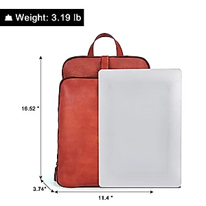 CLUCI Womens Backpack Purse Genuine Leather 15.6 Inch Laptop Backpack Vintage Travel Casual Daypack Reddish Brown