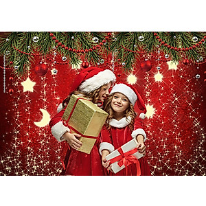 LTLYH Red Christmas Photography Backdrop Sparkling Starst Christmas Backdrops 7x5f Glittering Stars Christmas Photo Backdrop Christmas Holiday Party Decorations Props Background 073