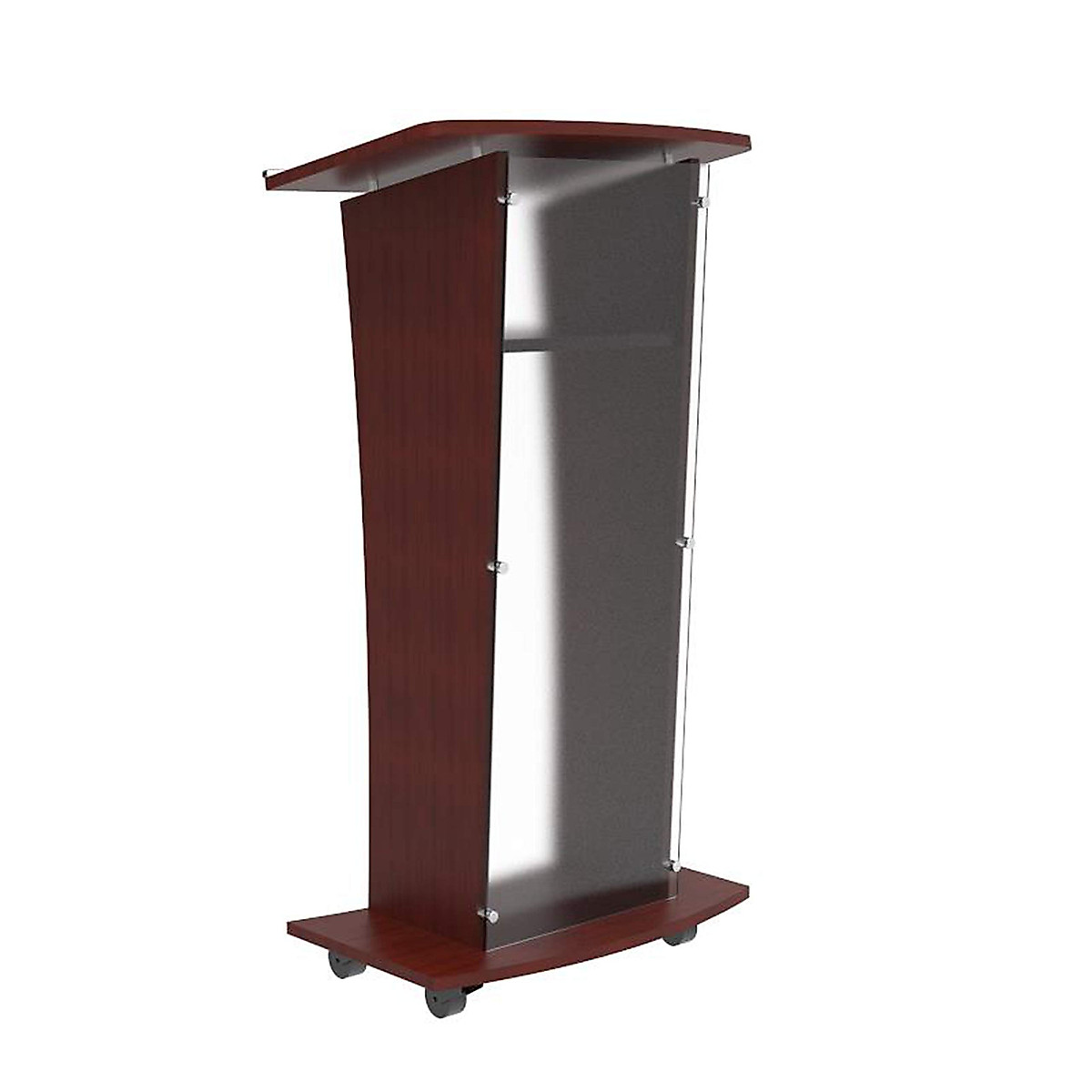 FixtureDisplays® Wood Podium with Frost Acrylic Front Panel, 46.5 Tall Pulpit Lectern, Easy Assembly Required 1803-5