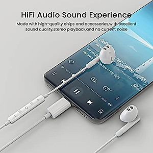 USB C Headphones, Type C Earphones HiFi Stereo in Ear Wired Earbuds USB C Earphones, Type C Headphones with Mic Compatible with Samsung Galaxy S21 Ultra S20 FE Note 10 Google Pixel 6 5 4XL Oneplus 9 8