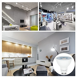 CAMMILE GU10 LED Light Bulbs, 50W Halogen Equivalent, Non Dimmable, 5000K Daylight White Natural Light, LED Bulb Replacement for Track&Recessed Lighting, AC120V Light Bulb 7W 630lm, Pack of 6