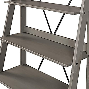 Walker Edison X Back Modern Farmhouse Wood Bookcase Bookshelf Home Office Living Room Storage, 4 Shelves, Grey
