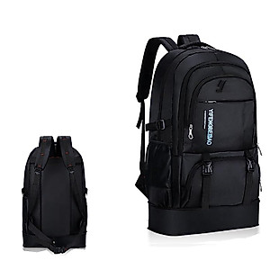 Expandable Large-capacity Oxford Backpack, Multi Compartments Lightweight Backpack for Travel, Laptop Backpack (Black)