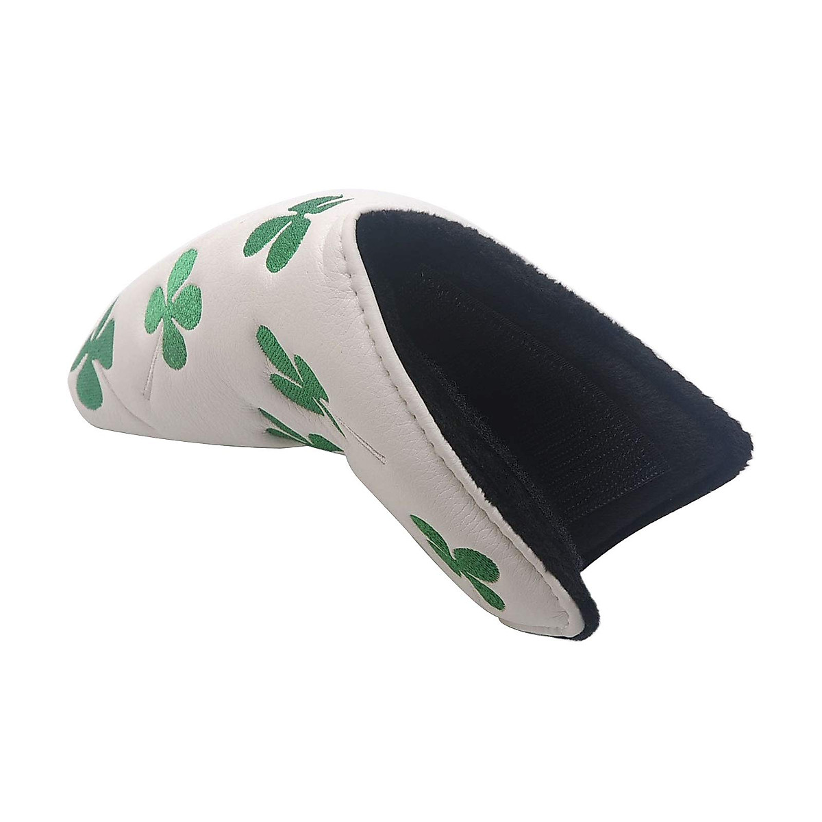 HIFROM Golf Blade Putter Head Cover headcover Shamrock Embroidered Clover Compatible with All Brands White Color