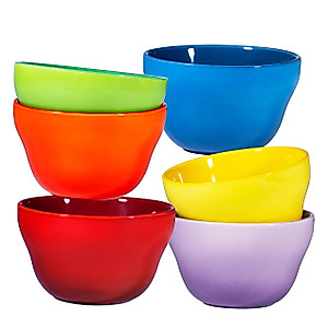 Bruntmor 8 oz Porcelain Bowls Set of 6 - for Ice Cream, Dessert, Soup, Small Side Dishes, Salad, Cereal, Rice - Microwave, Dishwasher and Oven Safe - Gradient Colors