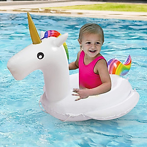 MorTime Baby Pool Float Unicorn Inflatable Swimming Ring Seat, 30" Unicorn Swim Float for Kids Toddlers Babies 1-6 Years
