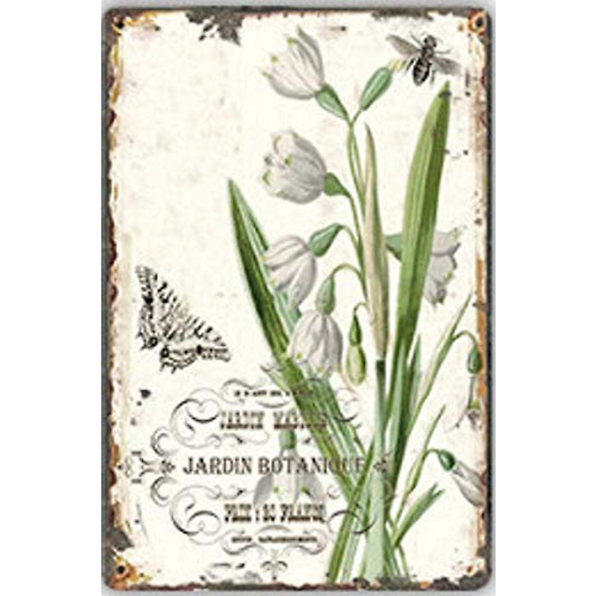 Flower Floral Shabby Chic Metal tin Sign Retro Flower Plant Metal tin Sign Wall Art Rustic Tray Plaque Garden House Sign 8 X 12inch