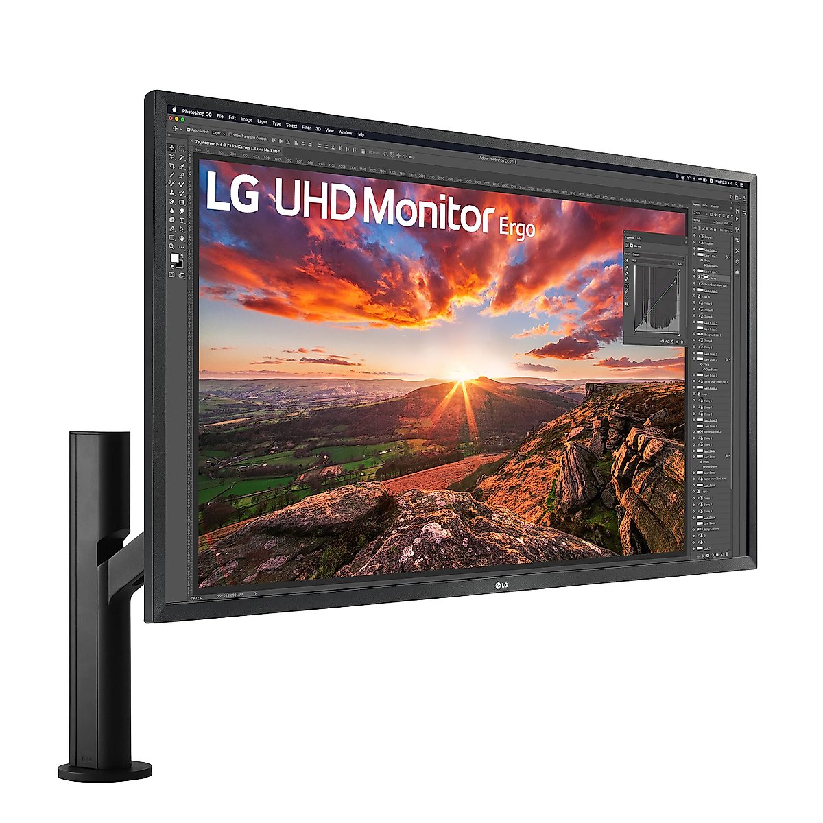 LG 32UK580-B 32" UHD 4K VA Monitor with Ergo Stand and DCI-P3 95% (Typ.) Color Gamut, HDR10 Compatibility and 5W (x 2) Built-in Speakers – Black (Renewed)