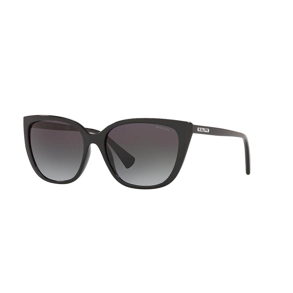 Ralph by Ralph Lauren Women's RA5274 Butterfly Sunglasses, Shiny Black/Grey Gradient, 56 mm