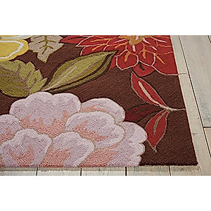 Nourison Fantasy Chocolate 5' x 7'6" Area-Rug, Modern, Floral, Bed Room, Living Room, Dining Room, Kitchen, Easy washing, Non Shedding, (5' x 8')