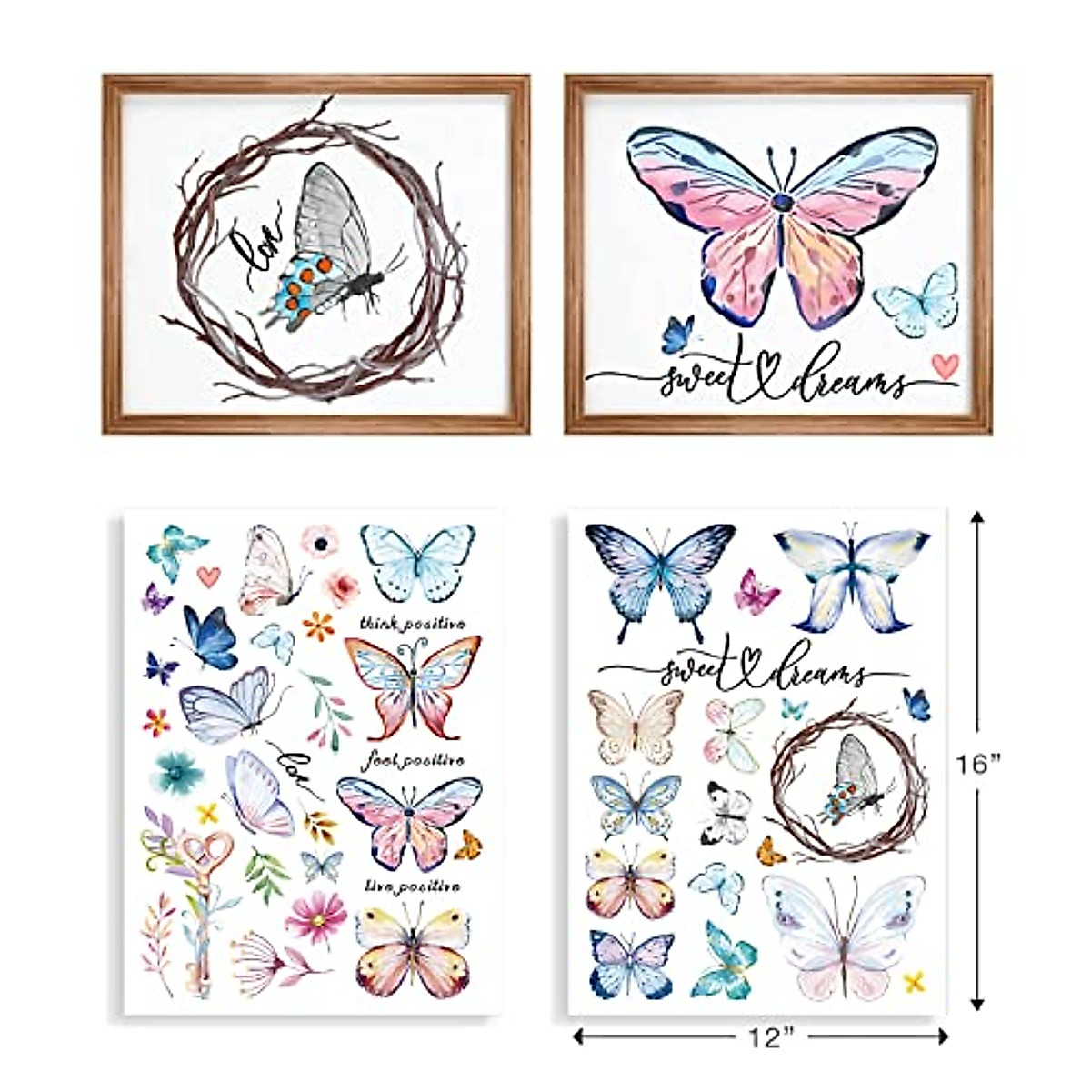 GSS Designs Butterfly Rub on Transfers for Furniture Crafts Wood Scrapbook 2 Sheets 12x16Inch Butterflies Furniture Transfers DIY Decor Transfers Dry Rub On Transfers Stickers