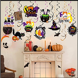 30pcs Hocus Pocus Decorations Halloween Hanging Swirl Decorations Hocus Pocus Birthday Decorations Hocus Pocus Party Supplies for Gender Reveal Trunk or Treat Witch Hocus Pocus Baby Shower Decorations
