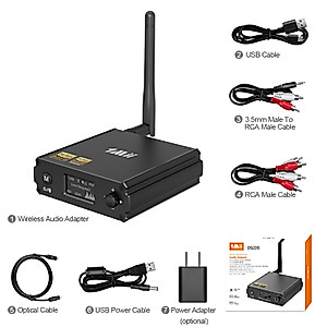 1Mii DS220 Hi-Res Bluetooth Receiver for Home Stereo w/LDAC, HiFi Bluetooth 5.1 Audio Adapter w/Audiophile DAC aptX HD, Bluetooth Receiver for AV Receiver/Amplifier, OLED Display EQ Mode