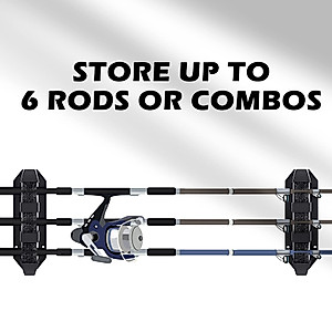 Sratte 4 Pieces Fishing Rod Holder Wall Mount Fishing Pole Holders for Boats 3 Rod Black Horizontal Garage Wall Pole Rack Summer Boat Accessories for Men Gifts, 7.8 Inch