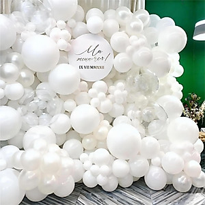 110pcs White Balloon Garland Arch Kit,18 12 10 5 Inch Different Sizes Pack White Latex Party Balloons for Wedding Birthday Bridal Shower Anniversary Party Decorations
