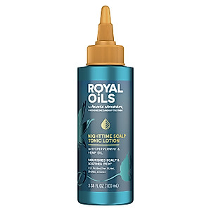 Head & Shoulders Royal Oils Curly Hair Product Nighttime Scalp Tonic Lotion with Peppermint and Hemp Oil, Sulfate Free, 3.4 Fl Oz