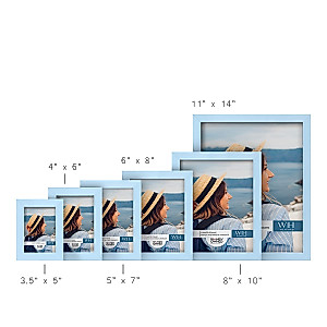 Renditions Gallery 5x7 inch Picture Frame Modern Style Wood Pattern and High Definition Glass Ready for Wall and Tabletop Photo Display, Blue Frame