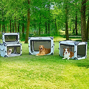 EHEYCIGA Portable Dog Travel Crate 42 Inches, Collapsible Dog Crate for Extra Large Dogs, Soft Foldable Dog Kennel with 4-Door Mesh Windows Indoor & Outside, Grey