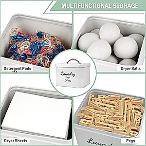 Creproly Dryer Sheet Holder Dispenser Farmhouse Metal Dryer Sheet Container with Lid for Laundry Room Decor and Space Saving Laundry Room Organization and Storage (White)