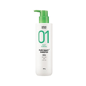 AMOS PROFESSIONAL Pure Smart Shampoo [Fresh – For Oily Scalp] 17.6oz (500g) | Sebum Care & Scalp Soothing | Korean Hair Salon Brand
