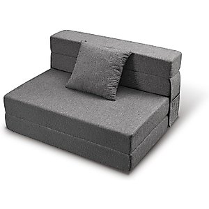 Z-hom Folding Sofa Bed, 2024 Upgraded 6 inch Memory Foam Couch, Convertible Sleeper Chair Floor Couch, Futon Sofa Sleeper Chair with Pillow & Washable Cover for Living Room/Bedroom/Guest, Grey