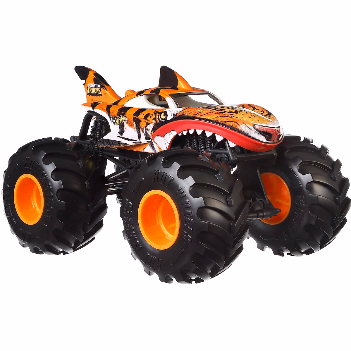 Hot Wheels Monster Trucks Tiger Shark die-cast 1:24 scale vehicle with Giant Wheels for kids age 3 to 8 years old great gift toy trucks large scales