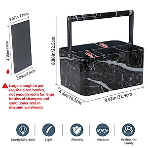BYUNER Plastic Shower Caddy Dorm: Portable Bathroom Caddy Organizer for College with Handle and Adjustable Divider, Utility Hard Shower Basket Bin Tote for Toiletry,Shampoo,Soap,Cleaning Product Black