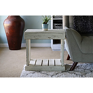 White Slatted End Table