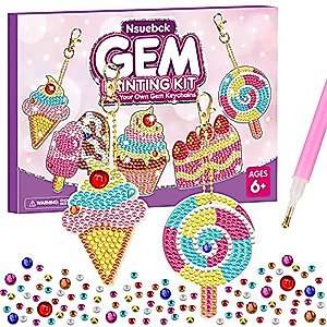 Diamond Painting Kits for Kids - Paint by Number Gem Keychains - DIY Arts and Crafts Easter Gifts for Kids Girls 6-8 8-10 10-12