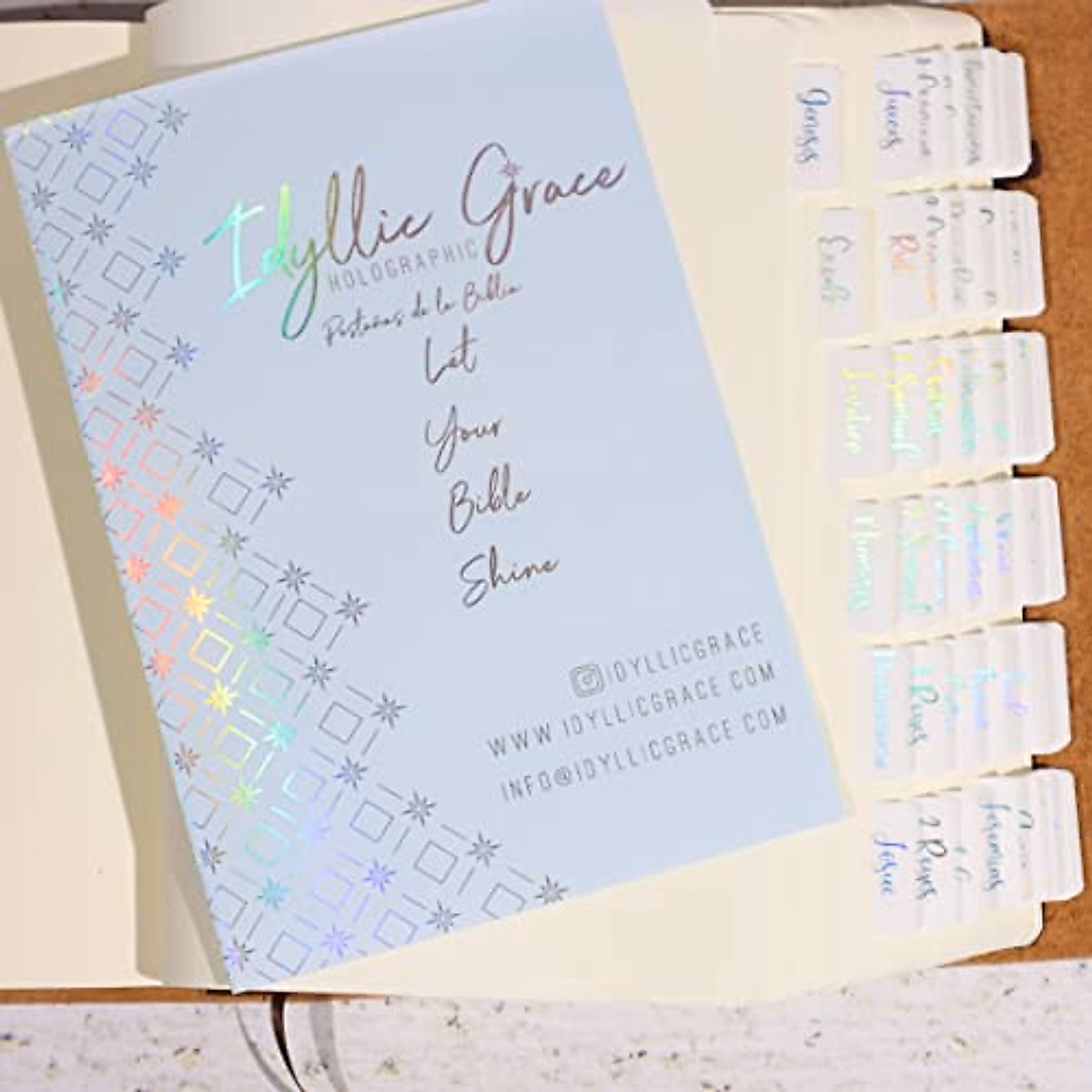 Idyllic Grace - Spanish Bible Tabs - Holographic - Bible Journaling - Spanish Directions - Catholic