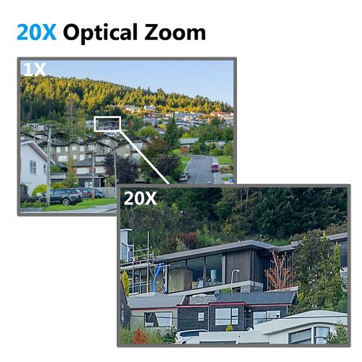 SUNBA 4K 8MP PTZ Camera Outdoor, IP PoE+ Security Dome, 20X Optical Zoom, Two Way Audio &Built-in TF Card Slot, 24x7 Automatic PTZ Tour, Night Vision up to 328ft (405-D20X 4K)