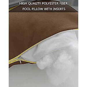 Prime Leader Recliner Head Pillow Ledge Loungers Chair Pillows with Insert Geometric Modern Art Yellow Stripes White Brown Lumbar Pillow with Adjustable Strap Outdoor Waterproof Patio Pillows, 2 PCS