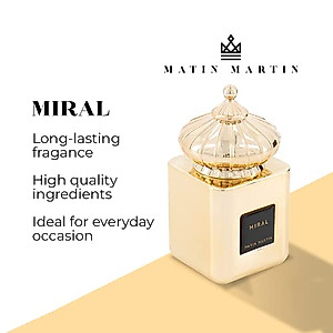 MATIN MARTIN Miral - Oriental Women Perfume - Arabian Perfume for Women with Pear, Jasmine, Tonka - Long-Lasting, Travel Size Womens Perfume - 3.4 oz