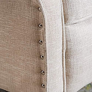 RELAXIXI Wingback Recliner Armchair, Massage Heated Recliner Chair with Remote Control, Accent Tufted Push Back Recliner (Beige)