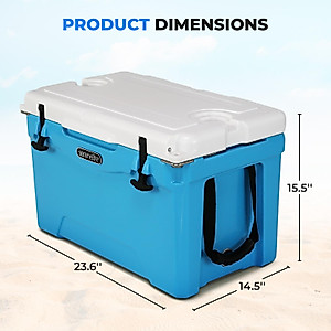 SereneLife Ultra-Tough 35-Quart Rotomolded Cooler Box, Holds Upto 63 Cans, Keeps Ice Up to 5 Days, Heavy-Duty Insulated Portable Ice Chest Box, Ideal for Camping, Beach, and Outdoor Adventures