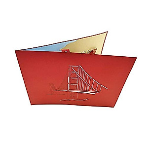 PopLife Golden Gate Bridge 3D Pop Up Greeting Card for All Occasions - Travellers, Architecture, History Lovers - Folds Flat for Mailing - Birthday, Graduation, Retirement, Anniversary, Thank You