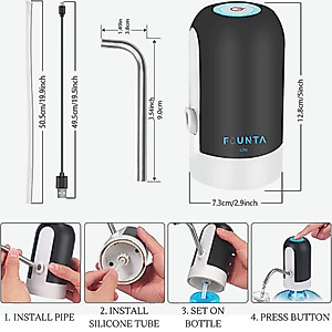 Electric Water Dispenser Pump - Food Grade Pump Pressurized for Easy Dispensing - Battery Powered Water Dispenser Compatible w/ 2-5 Gallon Water Bottles - Ideal for Home/Office/Camping Use