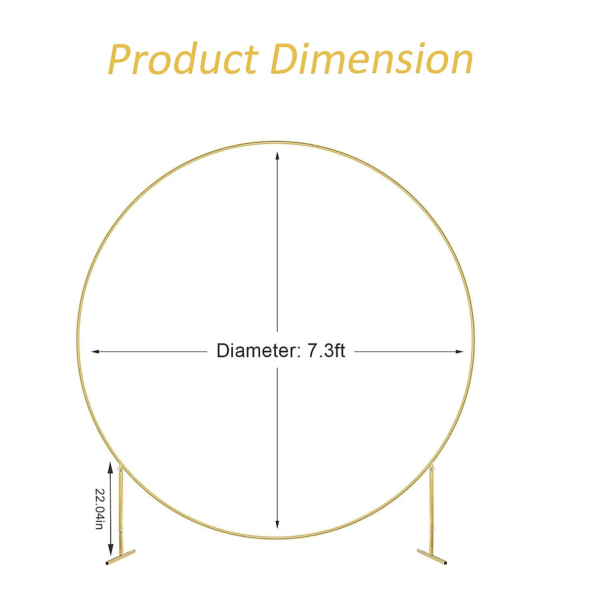 HEOMU 7.3FT Round Backdrop Stand Circle Balloon Arch Stand, Metal Wedding Flower Ring Arch Stand Wedding Arches for Ceremony, Birthday Party, Baby Shower, Graduation Backdrop Decoration, Gold