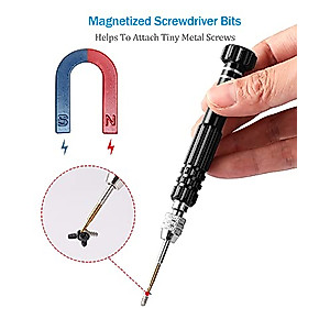 Eyeglass Repair Kit with Screws and Nose Pads, Pocket Size Optical Screwdriver, Micro Glasses Tightening/Fixing Tools, 4 in 1 Magnetic Small Screw Driver for Eye Glasses, Laptop, Watches, Electronics