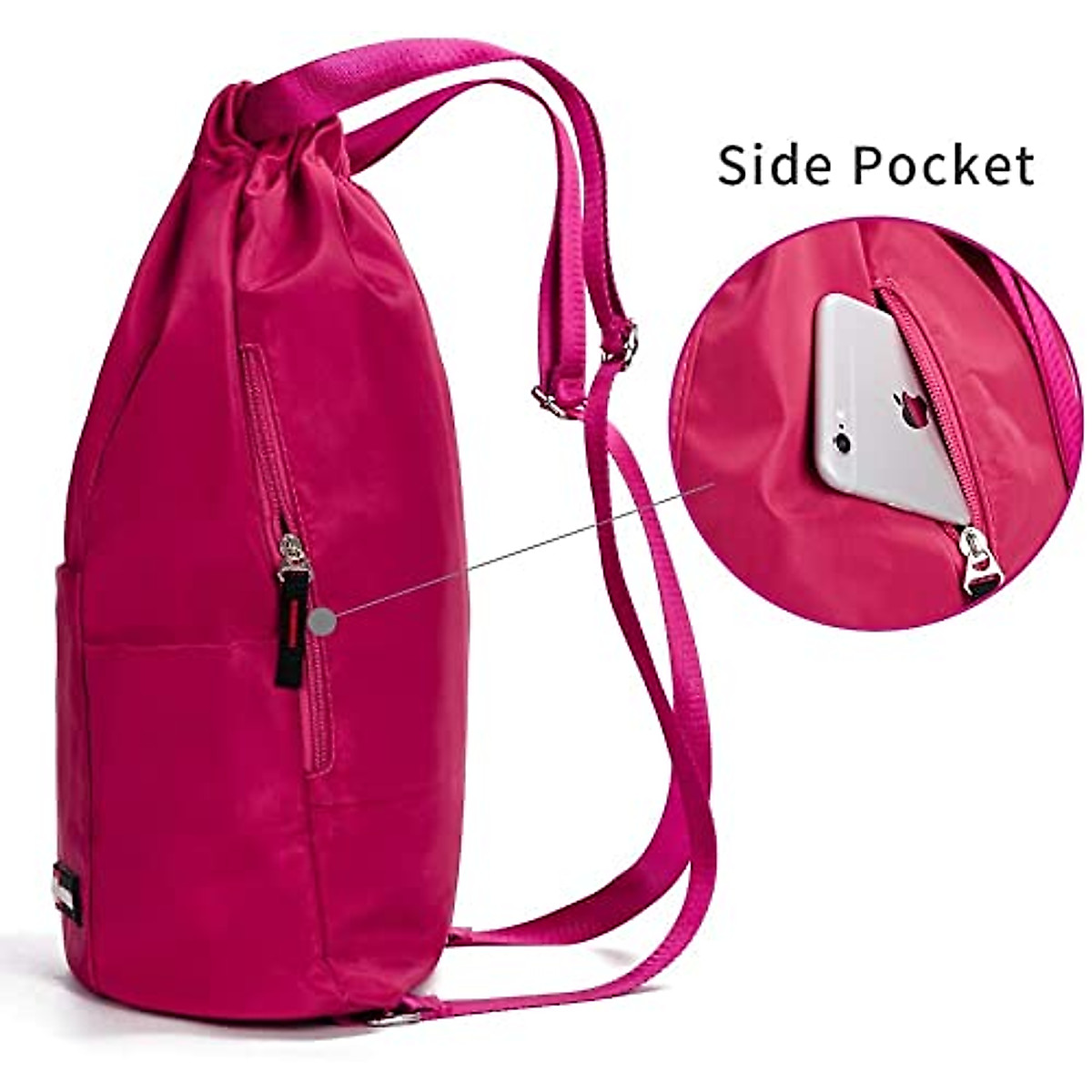 ZOORON 2 Packs Waterproof Drawstring Gym Backpack Bag for Men & Women, Sport Gym Sack Mini Travel Daypack