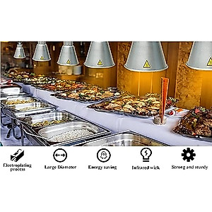 LINKANRUO Food Warmer Lamp Food Heat Lamp with Bulb 250W Commercial Food Service Heat Lamps Catering190mm Food Heating Lamp Restaurant Hanging Chandelier Lamps
