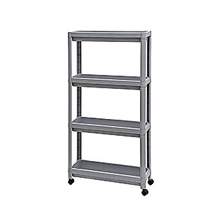 Jinby Slim Laundry Cart 4 Tier Mobile Shelving Unit Slide Out Storage Shelves for Kitchen Bathroom Laundry Narrow Places(Grey)