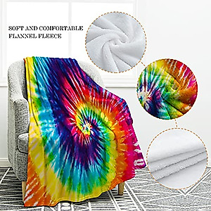 Jekeno Rainbow Blanket Pink Colorful Throw Blanket Spiral Printed Boho Blanket Soft Warm Bed Couch Sofa Blanket Plush Throw 50"x60"