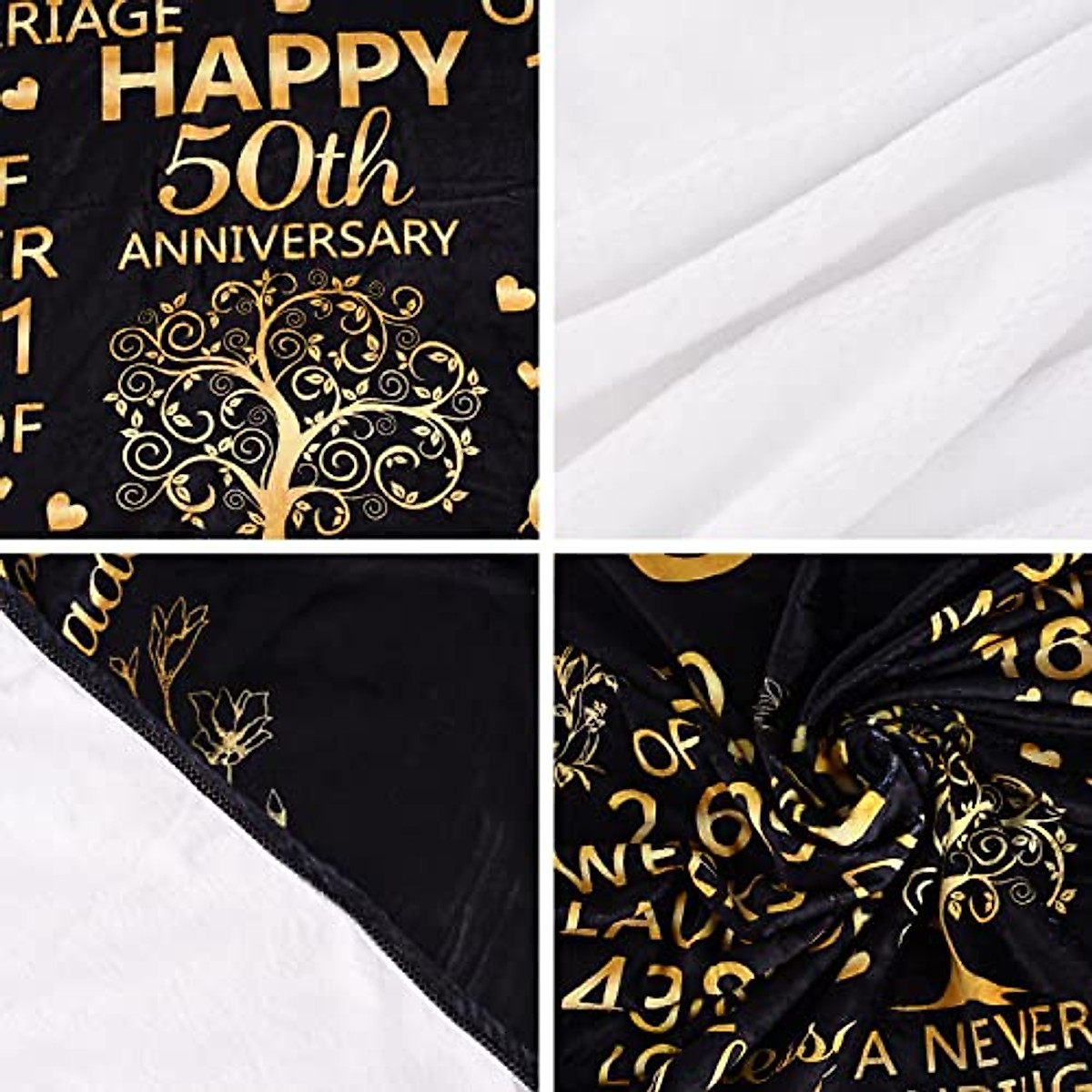 AKLSNDLKA 50th Anniversary Blanket Gifts,Gift for 50th Wedding Anniversary,50th Golden Wedding Anniversary Couple Gifts for Husband Wife Dad Mom Grandparents 60"X 50" Flannel