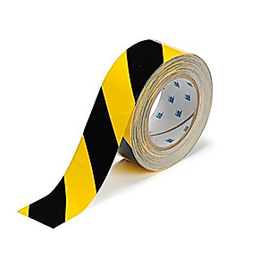 Brady ToughStripe Floor Marking Tape - Yellow and Black, Non-Abrasive Tape - 2" Width, 100' Length - 104317,Black on Yellow