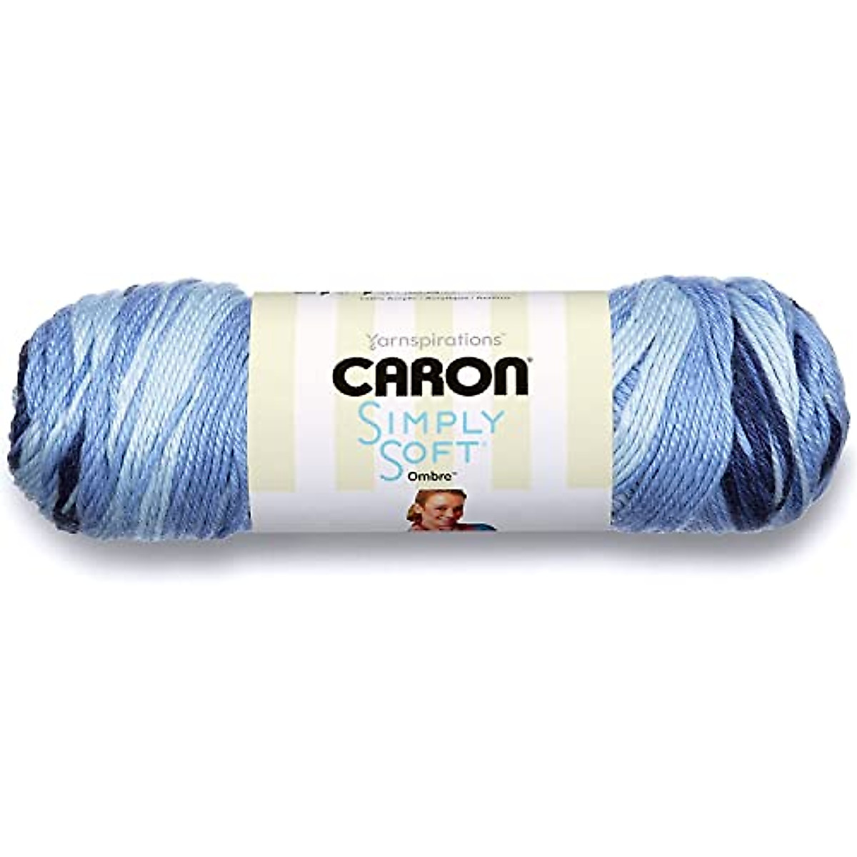 Caron Simply Soft Worsted Yarn - Saturday Blue Jeans Ombre, Acrylic, 3 Pack of 141g/5oz, 235 Yards, Knitting/Crochet